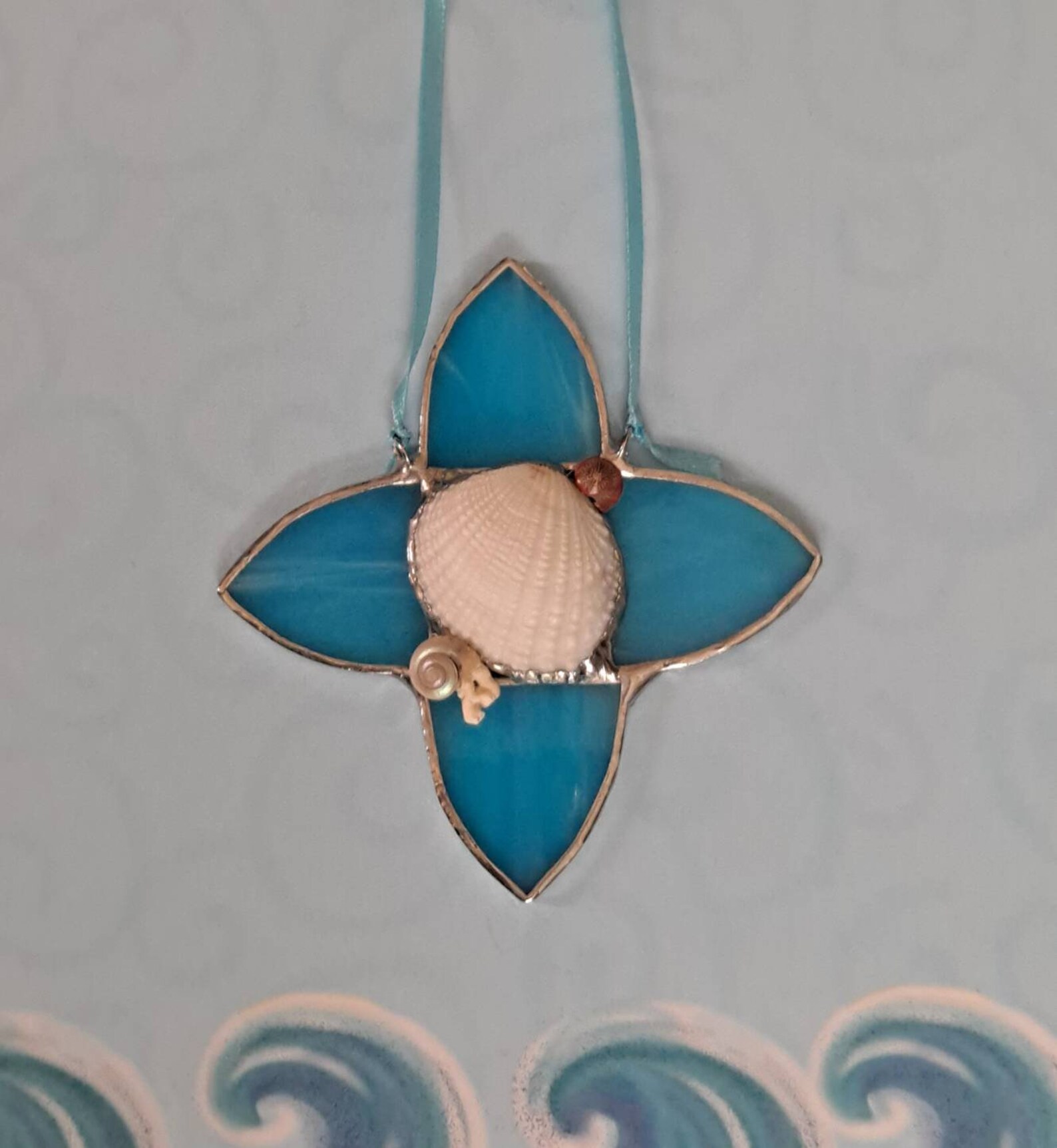 Seashell Suncatcher Beach Stained Glass/seashell Window - Etsy