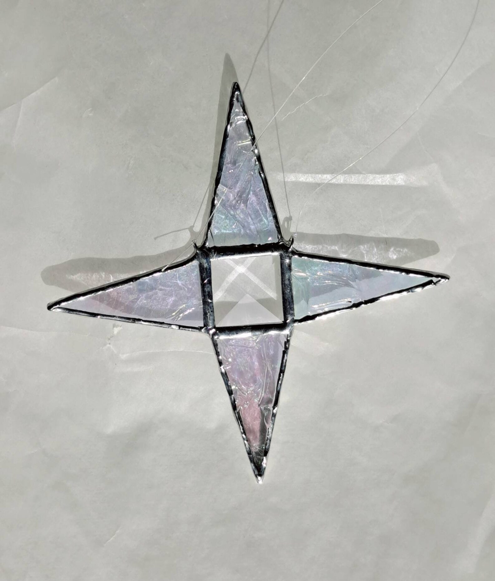 Iridescent Star Suncatcher, Handmade Stained Glass Window Star, Beach ...