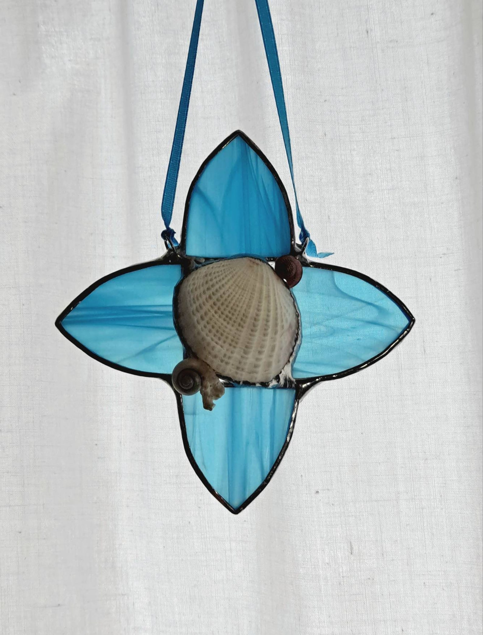 Seashell Suncatcher Beach Stained Glass/seashell Window - Etsy
