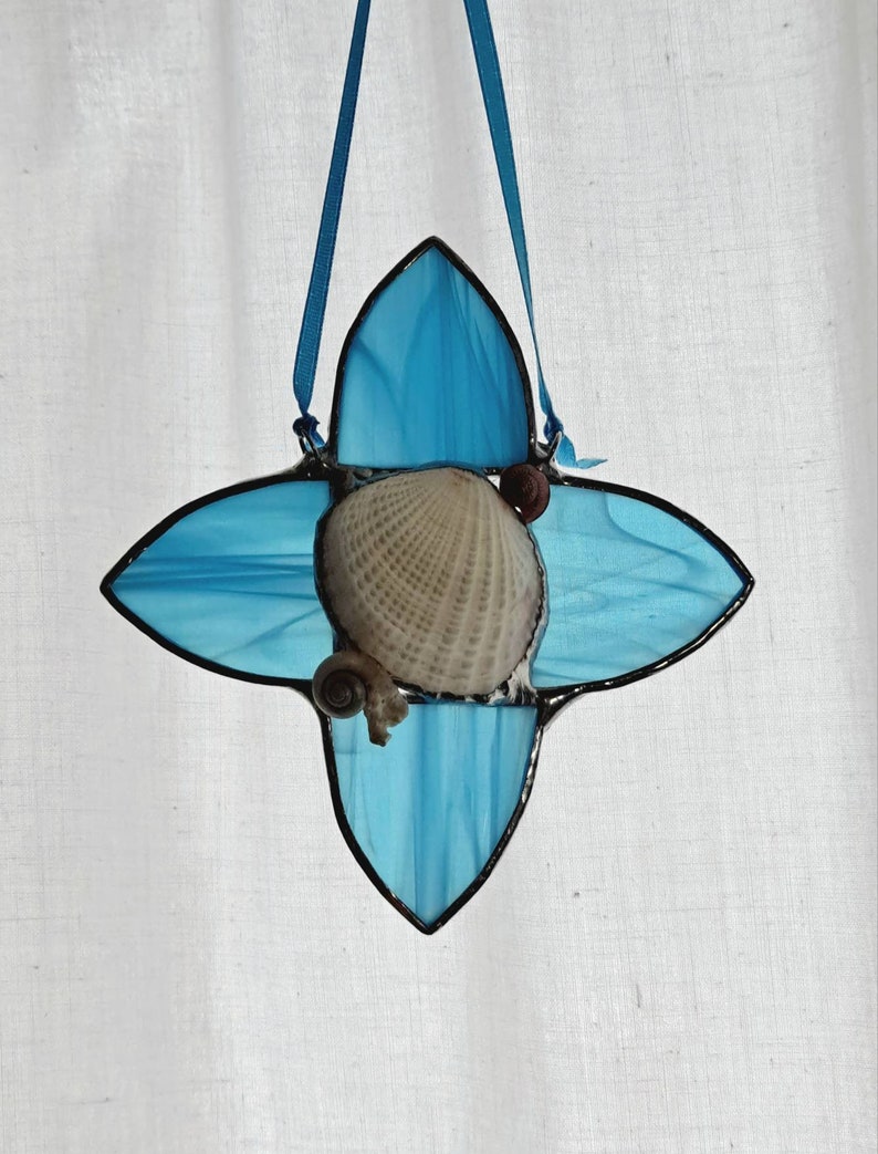Seashell Suncatcher Beach Stained Glass/seashell Window - Etsy