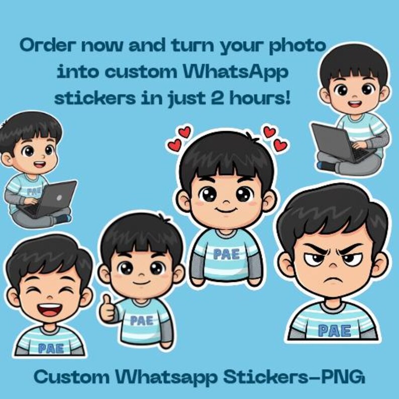 Custom Cartoon Whatsapp Stickers | PNG Chat Stickers | Personalized ...