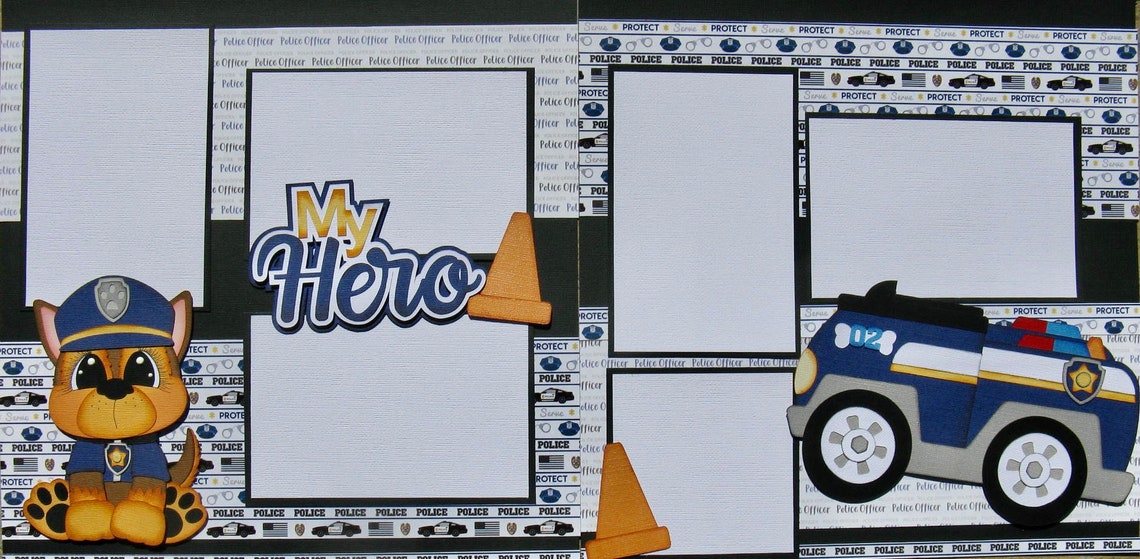 Pre-made Scrapbook Page KIT my Hero Police this is a Kit, Assembly ...