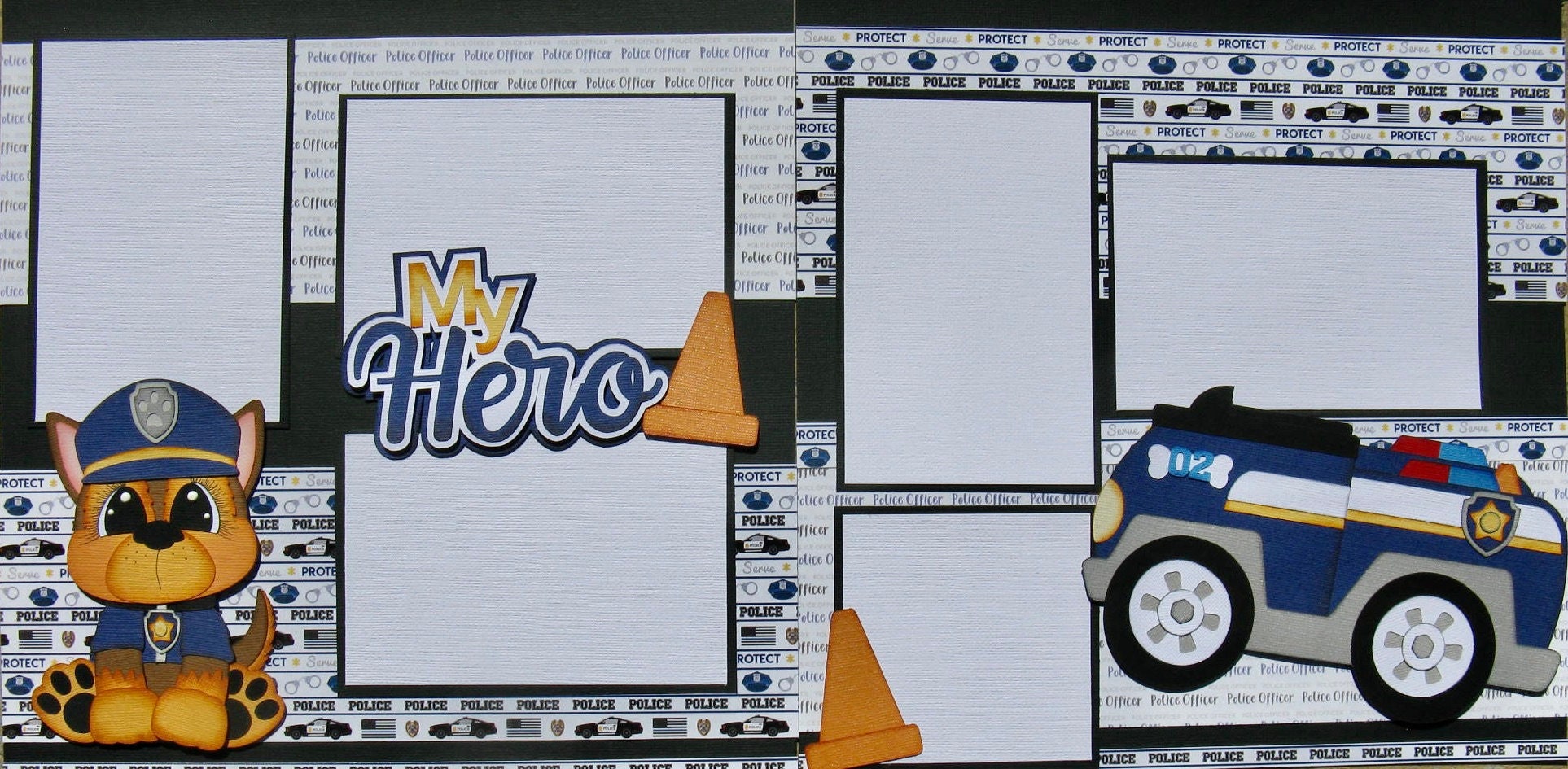 Pre-made Scrapbook Page KIT my Hero Police this is a Kit, Assembly ...