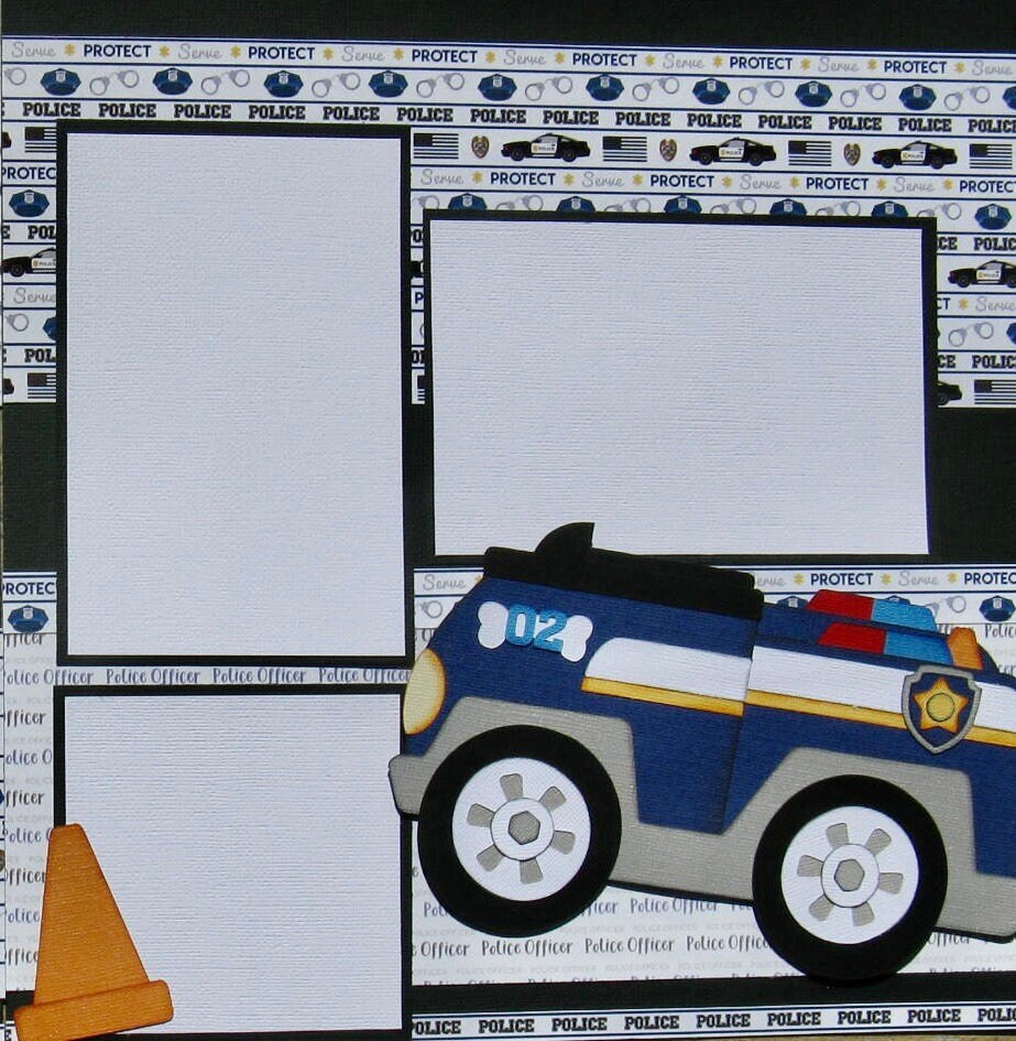 Pre-made Scrapbook Page KIT my Hero Police this is a Kit, Assembly ...