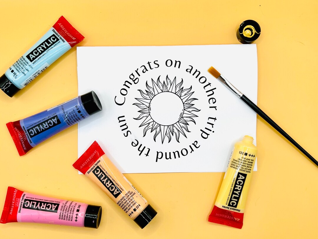 PRINTABLE Birthday Card Color Your Own Birthday Card Digital File ...