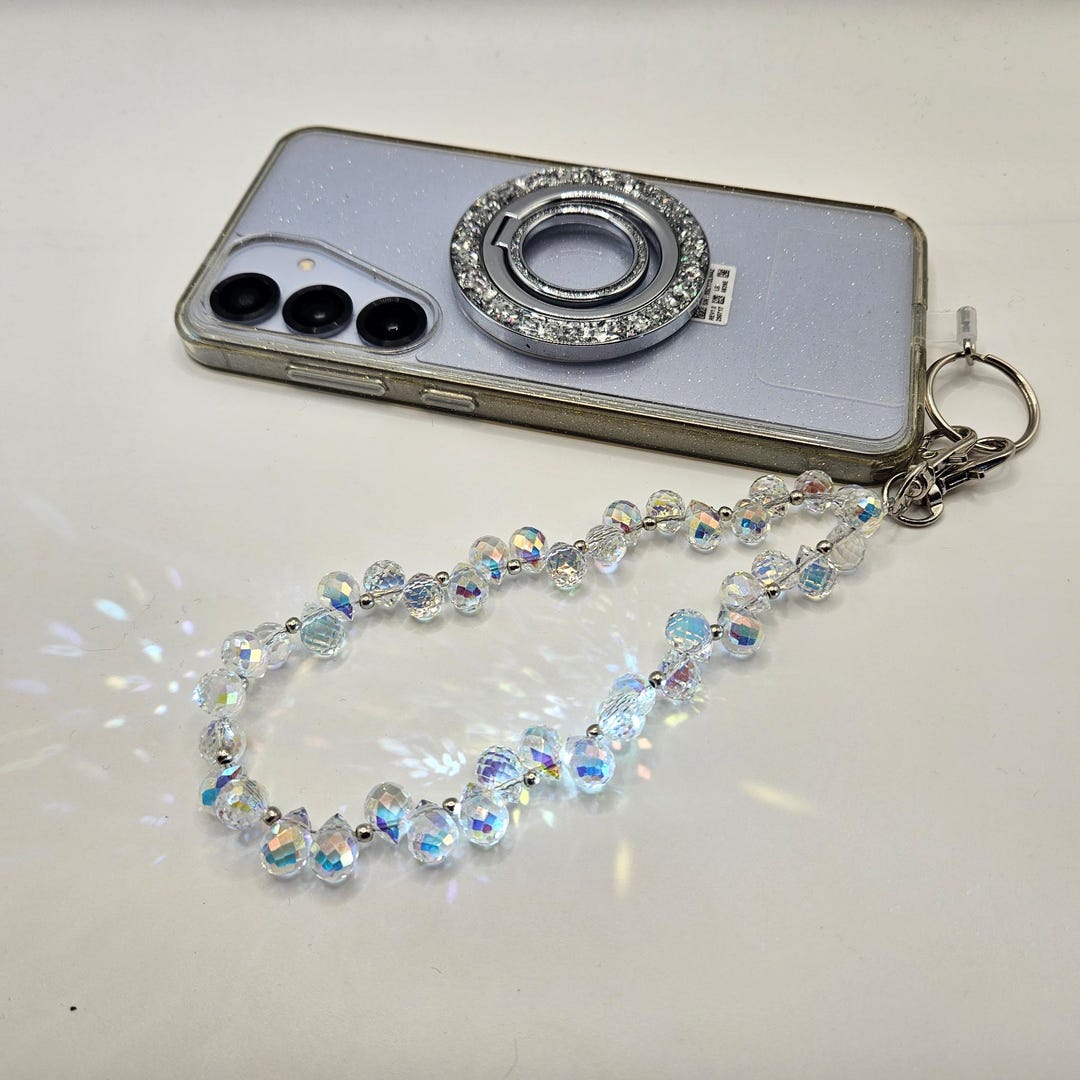 Crystal Blue Teardrop Beaded Phone Strap/keychain - Etsy