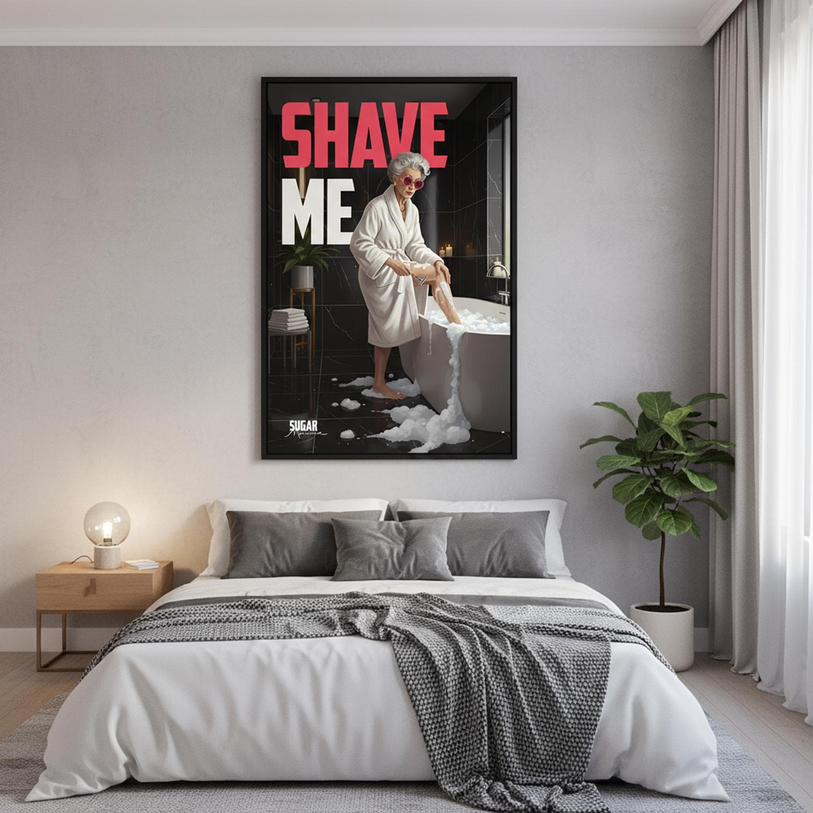 Shave Me Digital Poster – Bold Retro Bathroom Art With Funny Glam ...