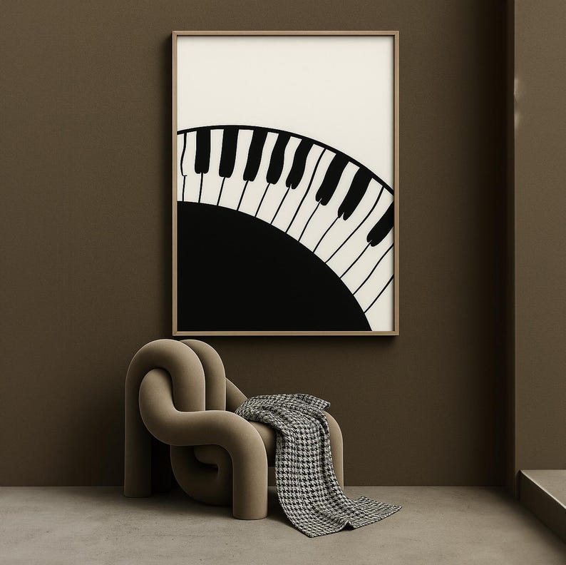 Abstract Piano Keys Art Print, Minimalist Music Room Decor (digital ...