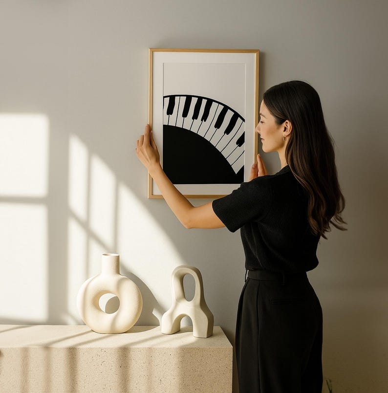 Abstract Piano Keys Art Print, Minimalist Music Room Decor (digital ...