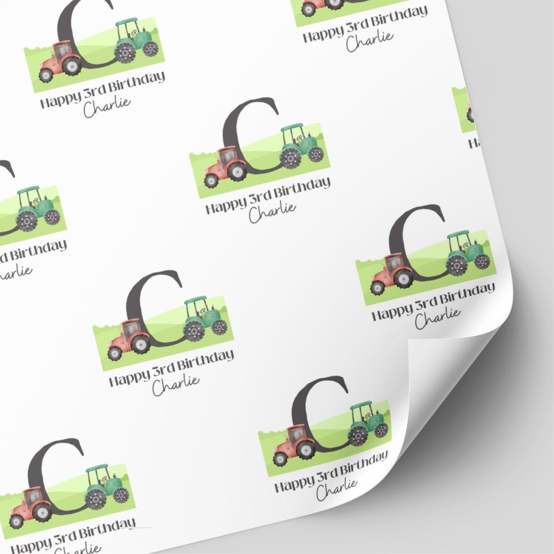 Personalised Tractor Birthday Wrapping Paper - Etsy