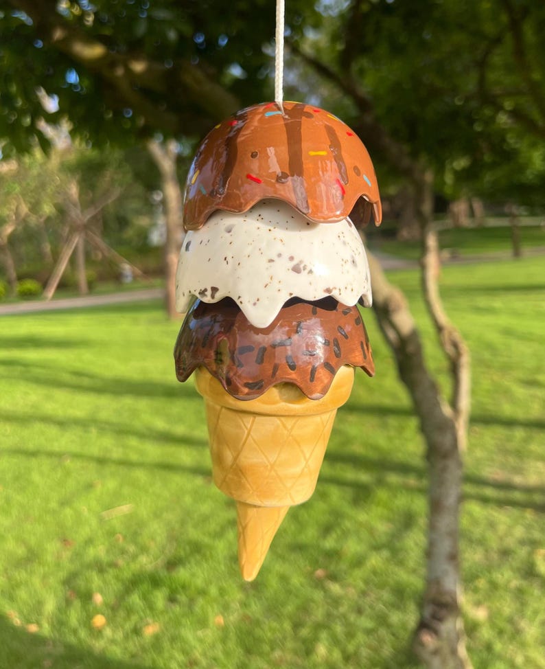 Handmade Ceramic Ice Cream Wind Chime: Garden Decor. Gift Customize ...