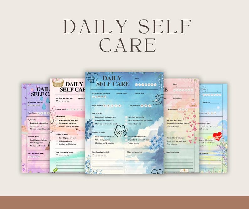 Editable Weekly Self‑care Template Set | Printable & Custom Wellness ...