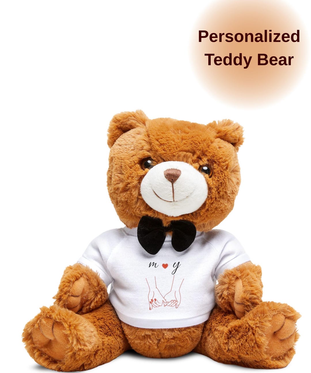 Custom Initials Teddy Bear With Bow Tie, Perfect Valentine's Day ...