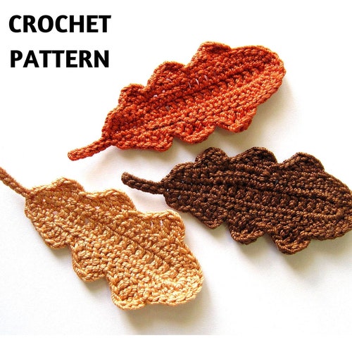 Crochet Pattern Oak Leaf Applique Fall Autumn - Etsy