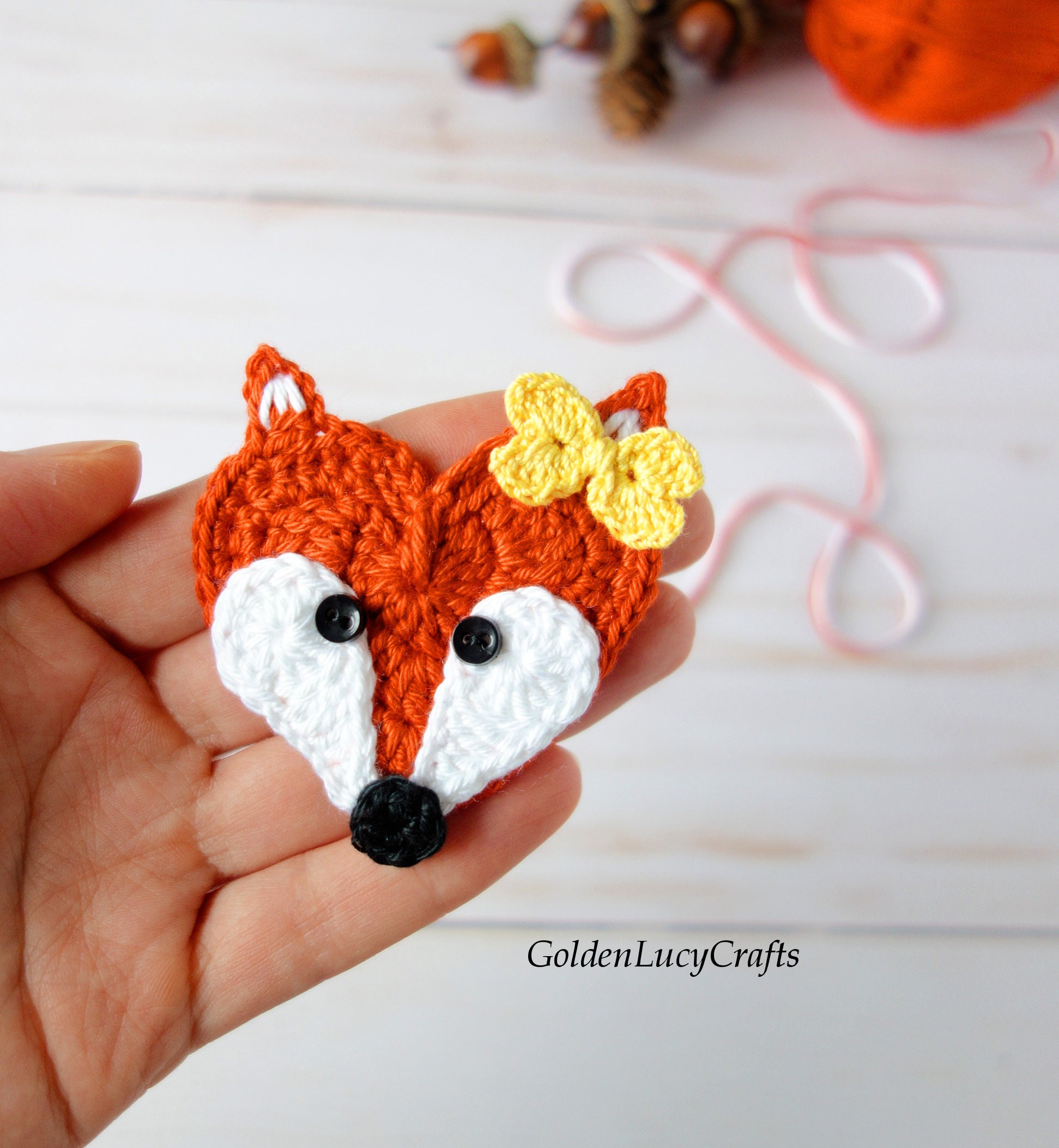 Crochet Pattern Fox Applique Heart-shaped Fox Forest - Etsy