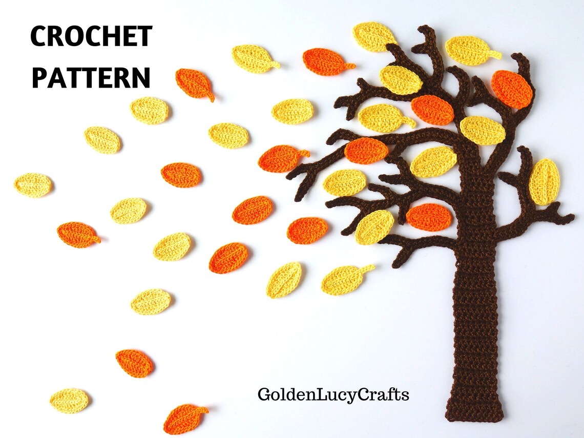CROCHET PATTERN Autumn Tree and Wind Applique Crochet Tree - Etsy