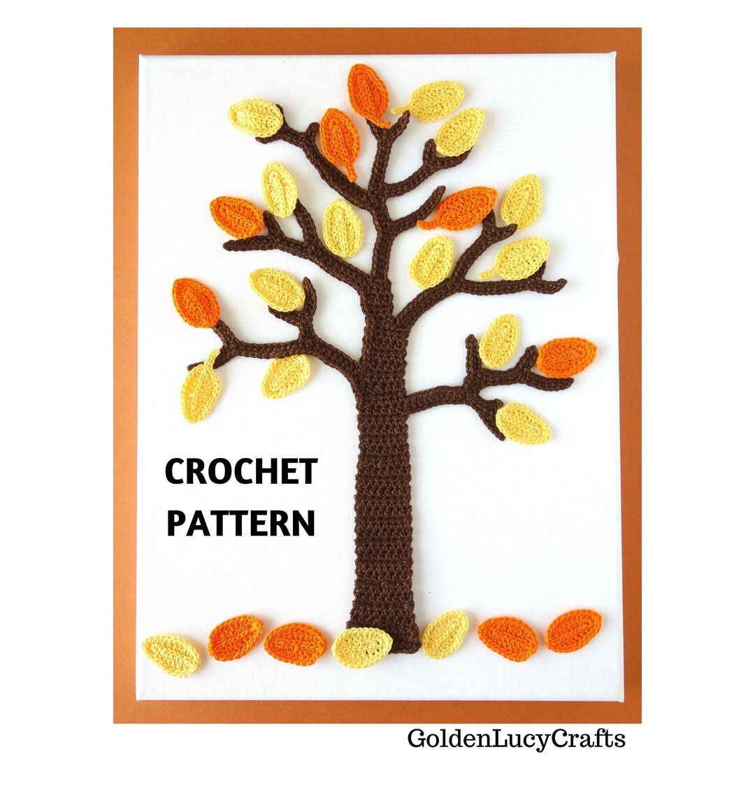 Crochet Fall Tree Applique Pattern, Autumn Wall Art (PDF Download) - Etsy