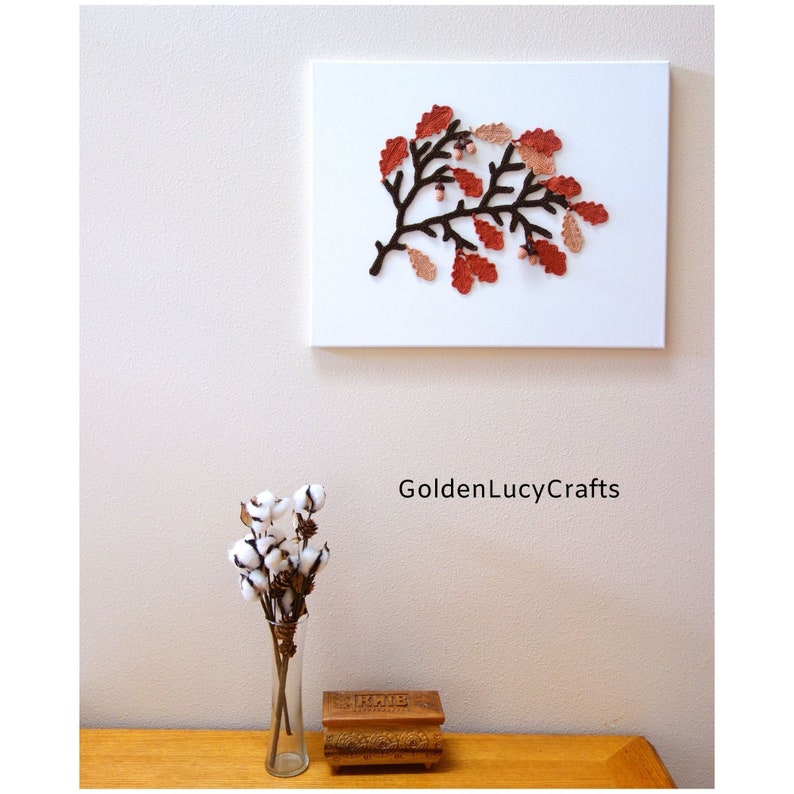 Crochet Pattern Oak Tree Branch Fall Autumn Acorns DIY Wall - Etsy