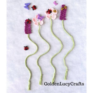 CROCHET PATTERN Flower Bookmarks | Lavender Bookmark | Cherry Blossom ...