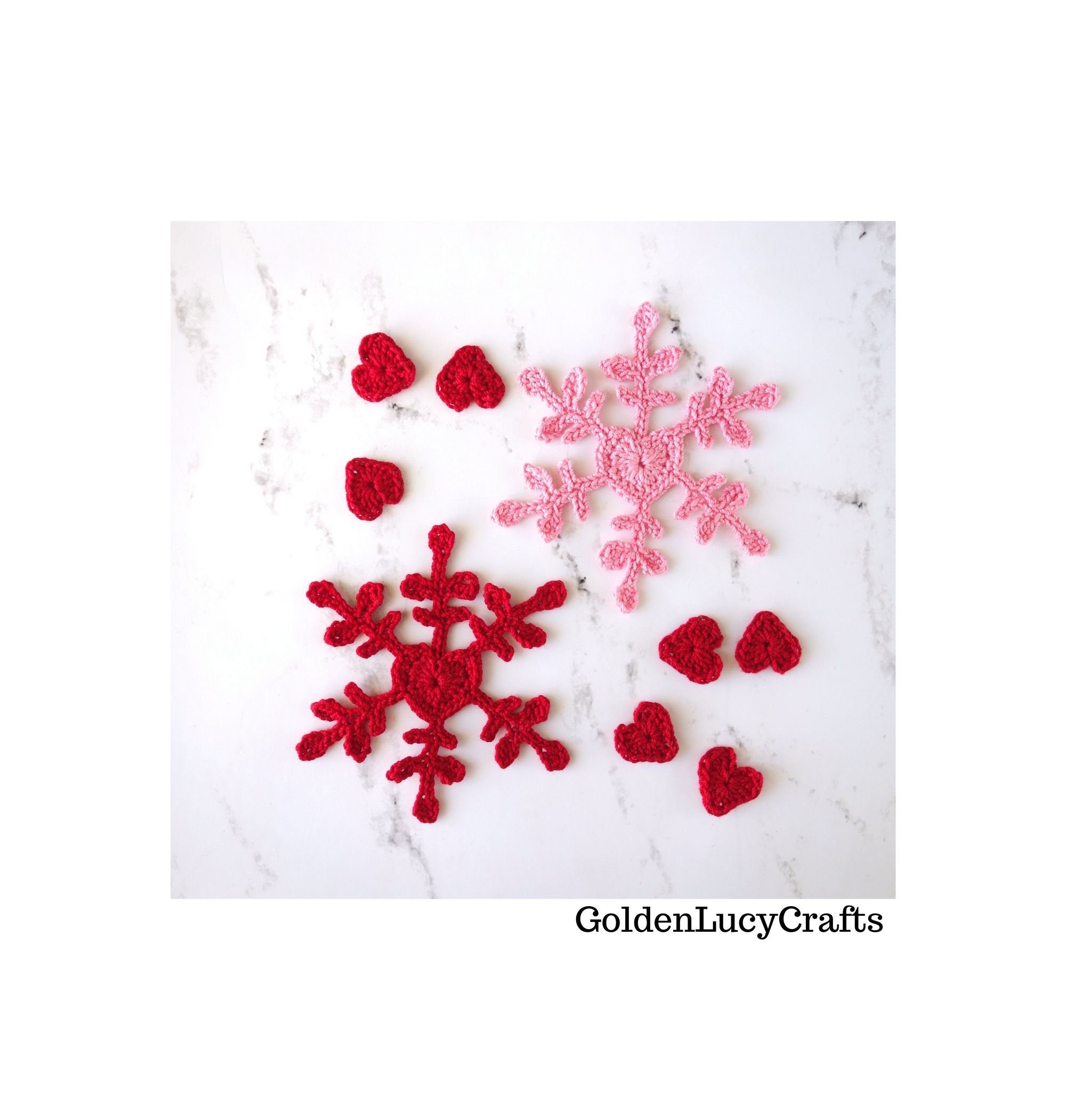 CROCHET PATTERN Heart Snowflake Ornament Christmas | Etsy