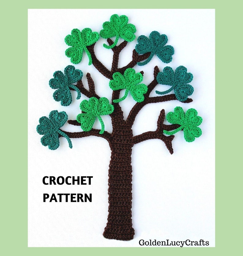 CROCHET PATTERN Shamrock Tree Applique St. Patrick's Day - Etsy