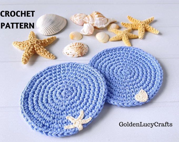 CROCHET PATTERN Coaster Ocean Theme Sea Motifs Summer - Etsy