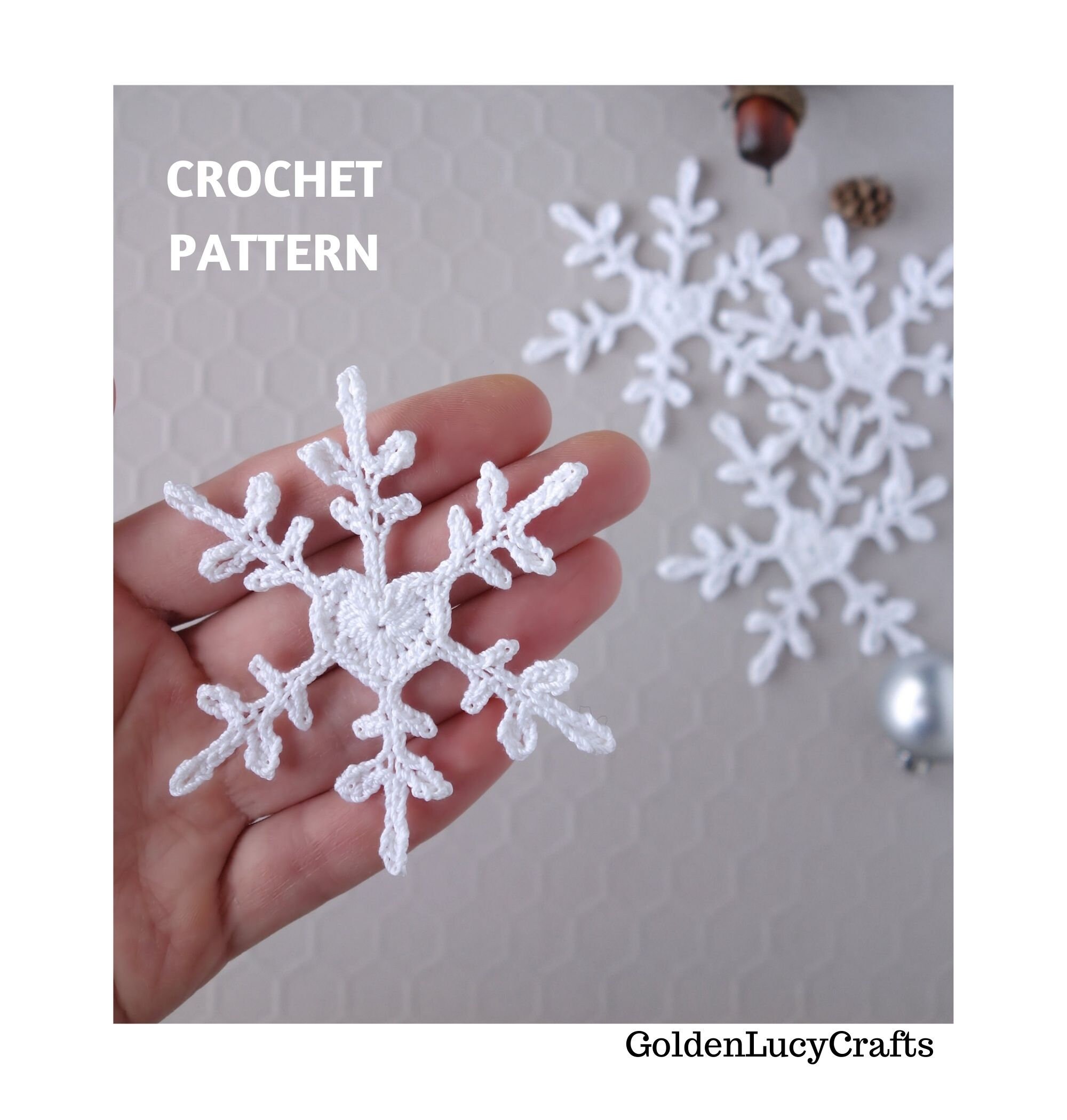 CROCHET PATTERN Heart Snowflake Ornament Christmas | Etsy