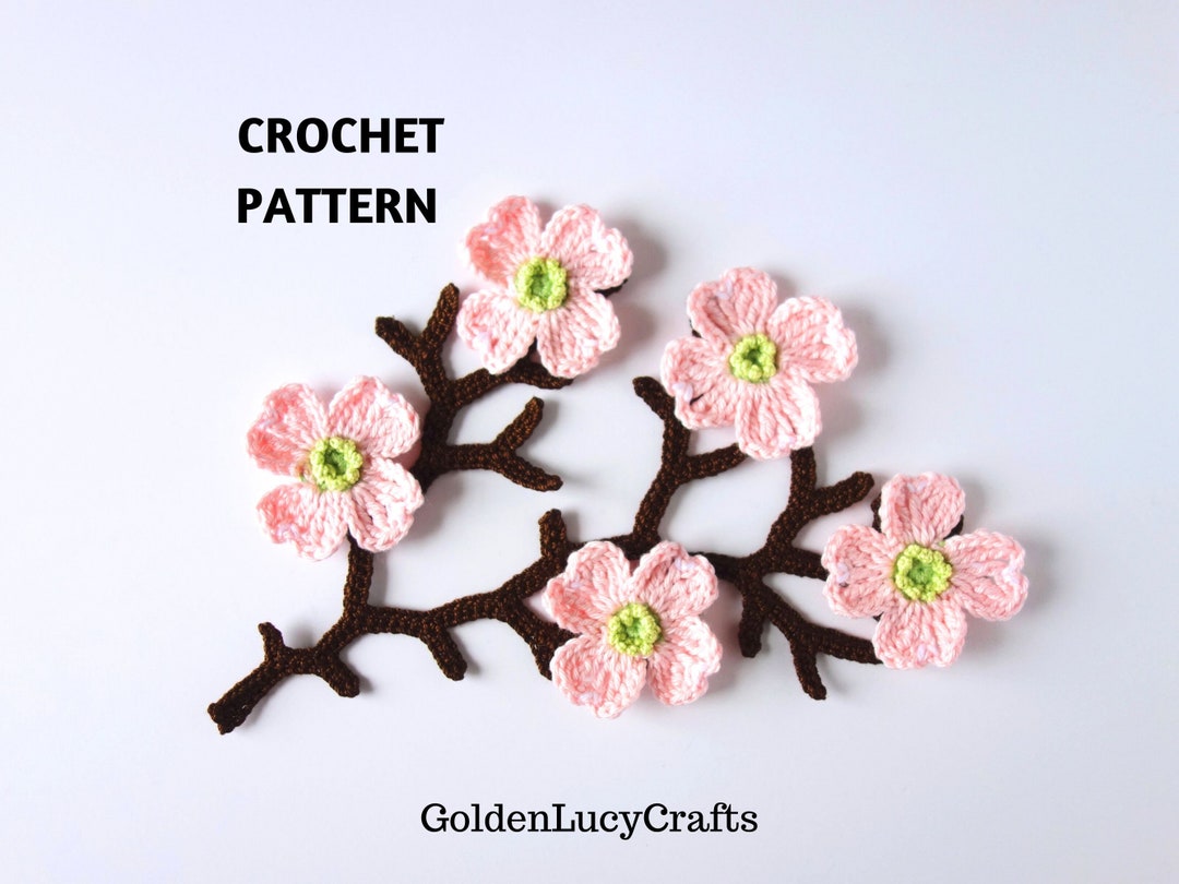 Crochet Pattern Dogwood Tree Branch, Crochet Applique, Motif - Etsy
