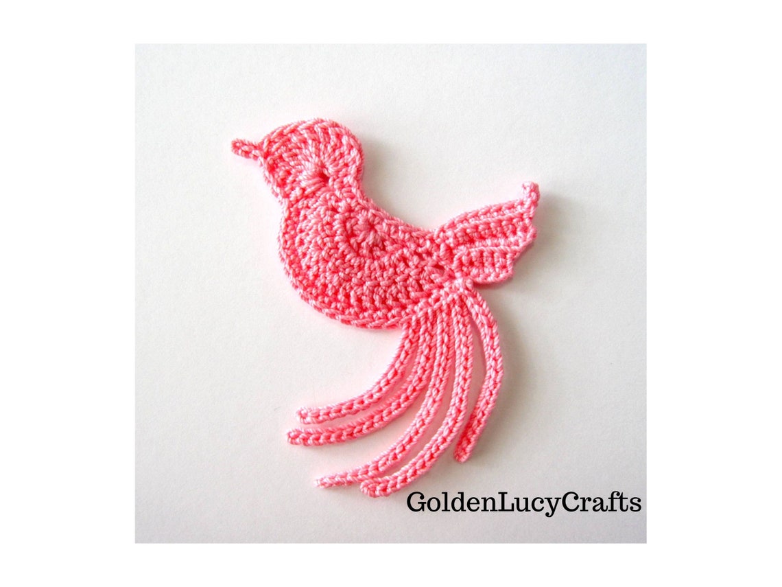 CROCHET PATTERN Blue Bird Applique Embellishment Motif - Etsy