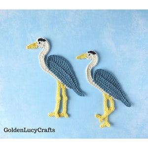 CROCHET PATTERN Blue Heron Applique Bird Motif Embellishment - Etsy