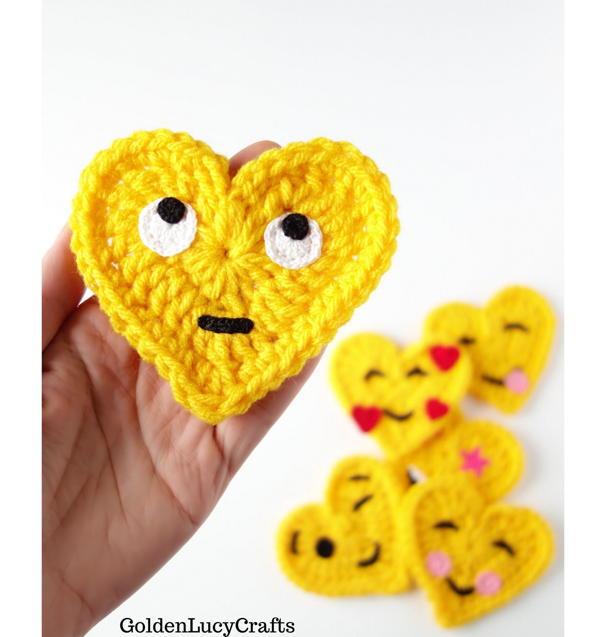 CROCHET PATTERN Heart Faces Set 2, Valentine's Day, Embellishment ...