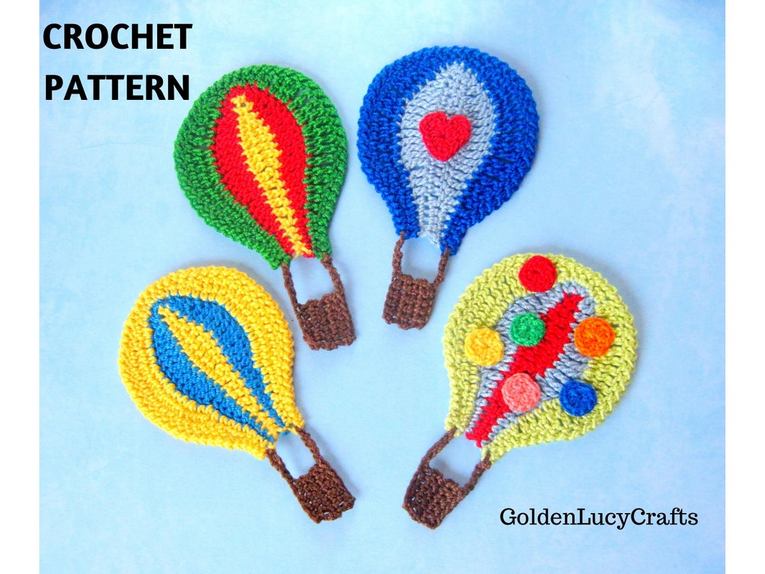 CROCHET PATTERN Hot Air Balloon Applique, Crochet Motif, Embellishment ...