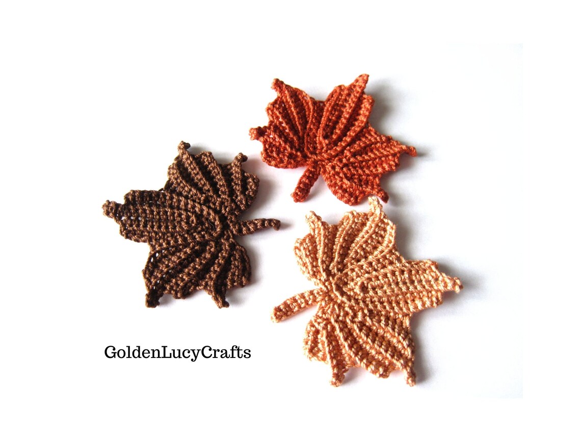 CROCHET PATTERN Small Maple Leaf Applique Motif Embellishment - Etsy
