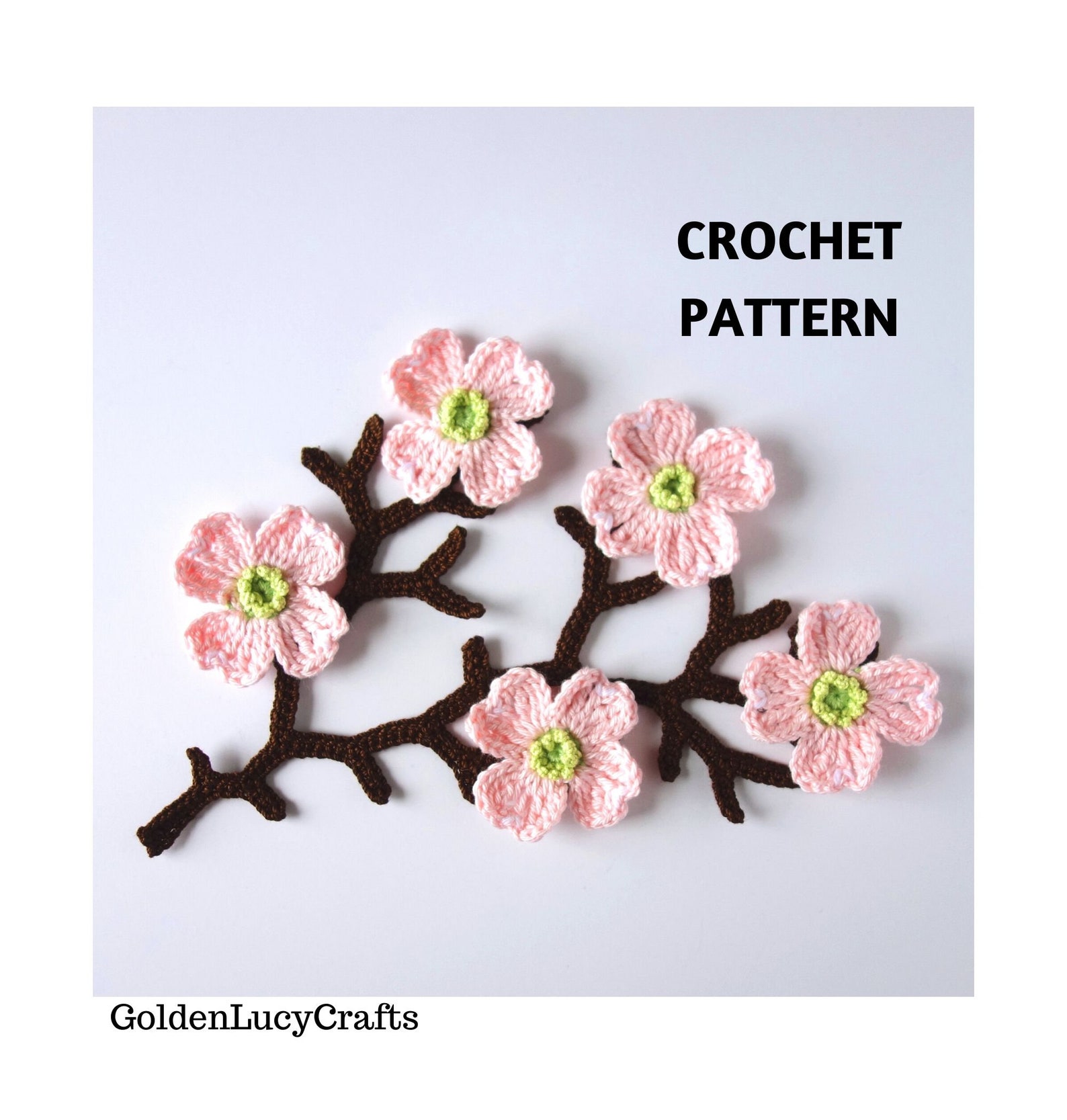 Crochet Pattern Dogwood Tree Branch Crochet Applique Motif | Etsy