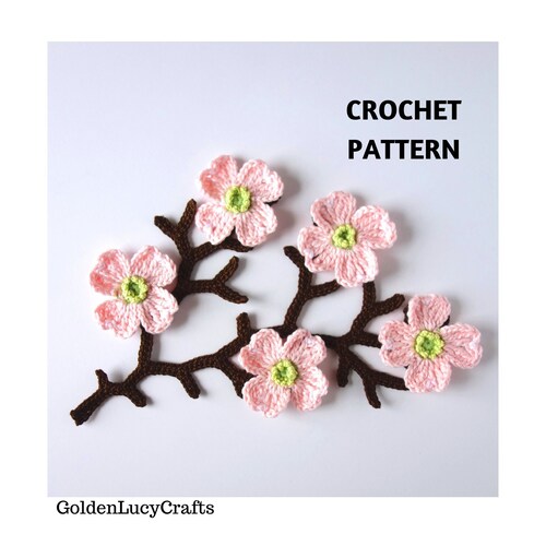 Crochet Pattern Dogwood Tree Branch Crochet Applique Motif | Etsy