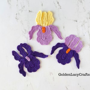 CROCHET PATTERN Iris Flower Applique Motif Embellishment - Etsy