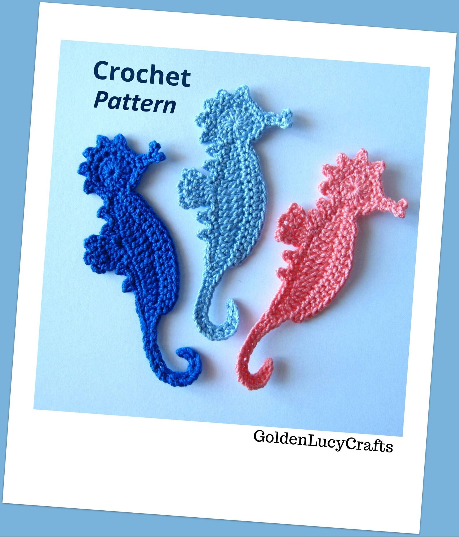 Crochet PATTERN Seahorse Applique Sea Motif Embellishment | Etsy