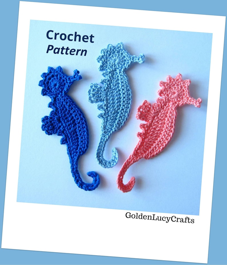 Crochet PATTERN Seahorse Applique Sea Motif Embellishment | Etsy