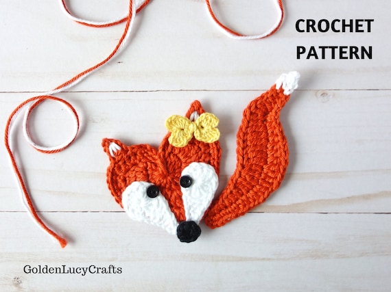 Crochet Pattern Fox Applique Heart-shaped Fox Forest - Etsy