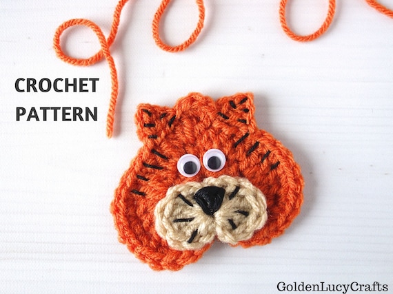 CROCHET PATTERN Tiger Applique Heart-shaped Tiger Jungle - Etsy