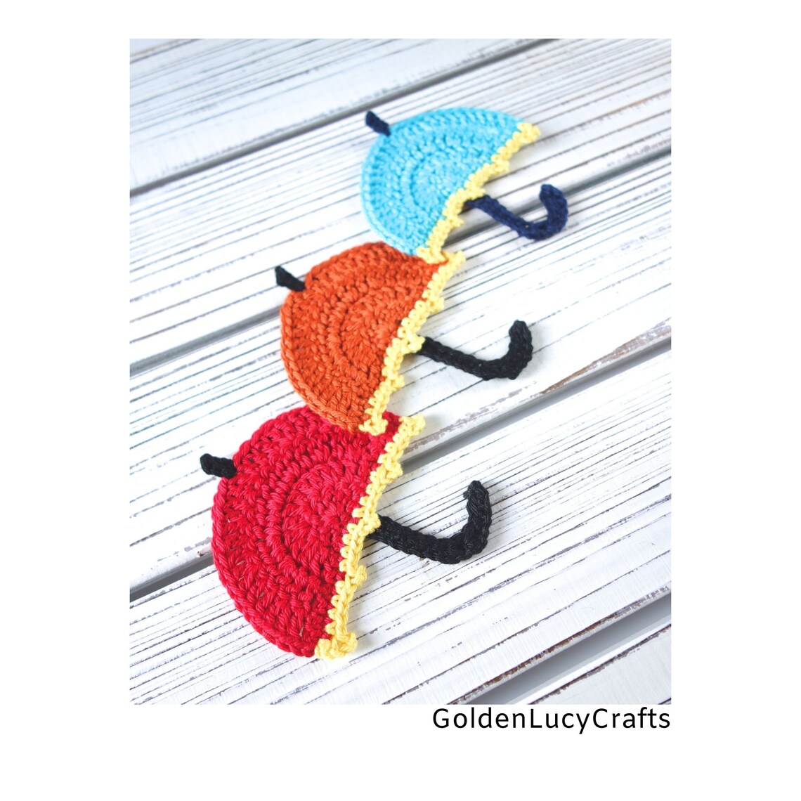 Crochet Pattern Umbrella Applique, Crochet Motif, Embellishment - Etsy