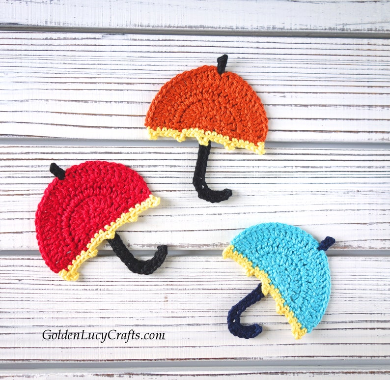 Crochet Pattern Cloud, Raindrops, Umbrella Appliques - Etsy