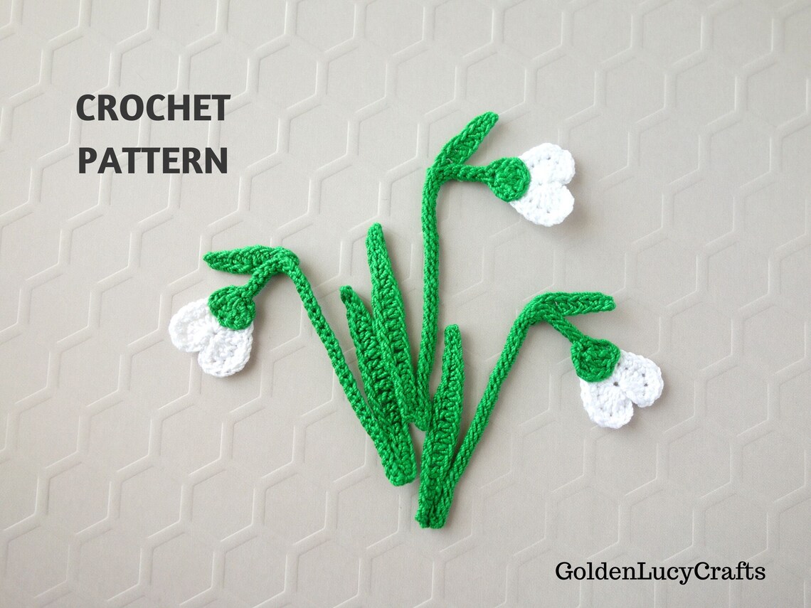 CROCHET PATTERN Snowdrop Applique Flower Motif Embellishment - Etsy