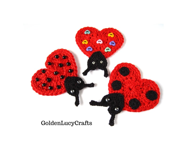CROCHET PATTERN Ladybug Applique Heart Shaped Ladybug Motif - Etsy