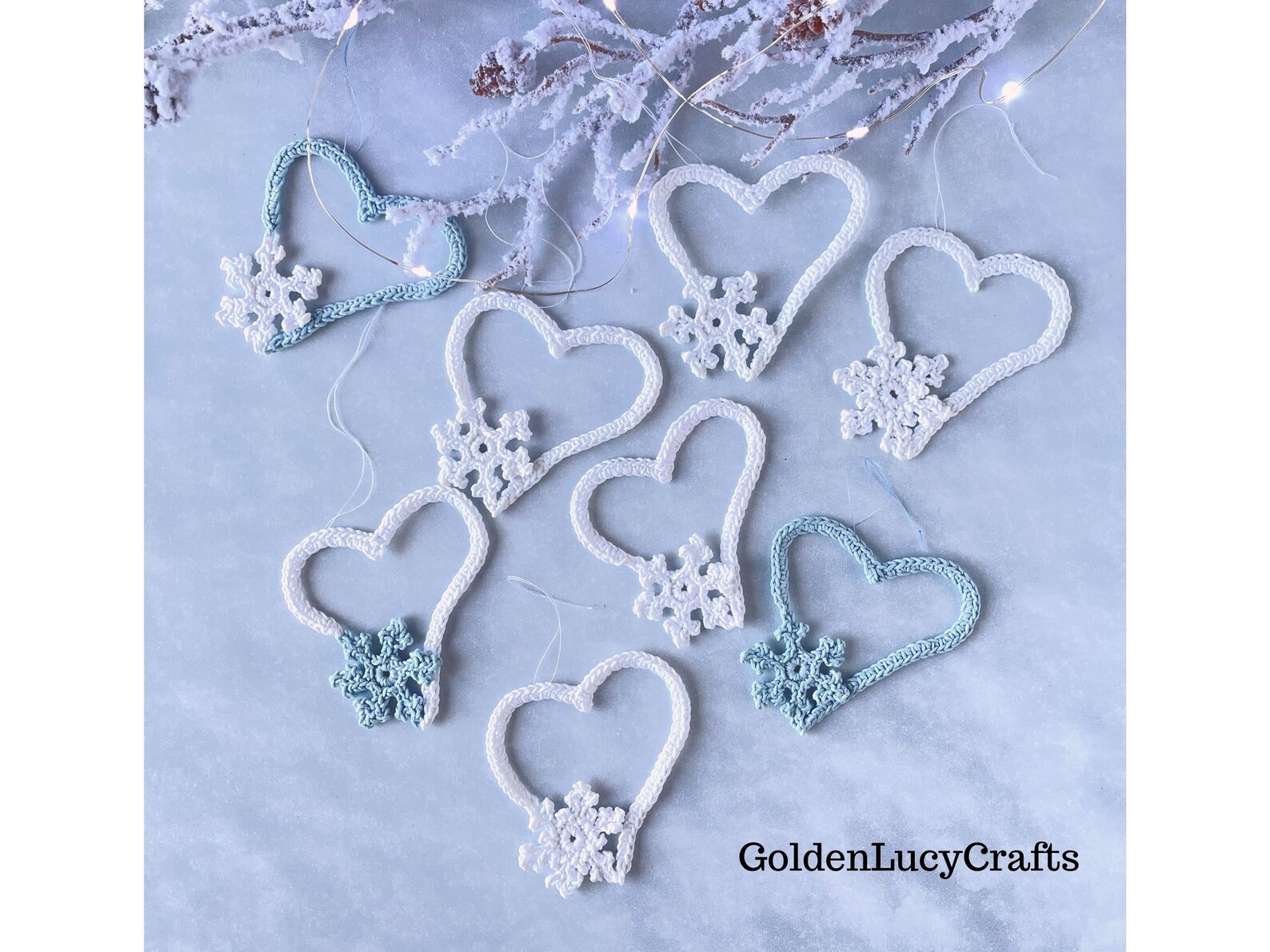 CROCHET PATTERN Snowflake Heart Christmas Ornament Applique - Etsy