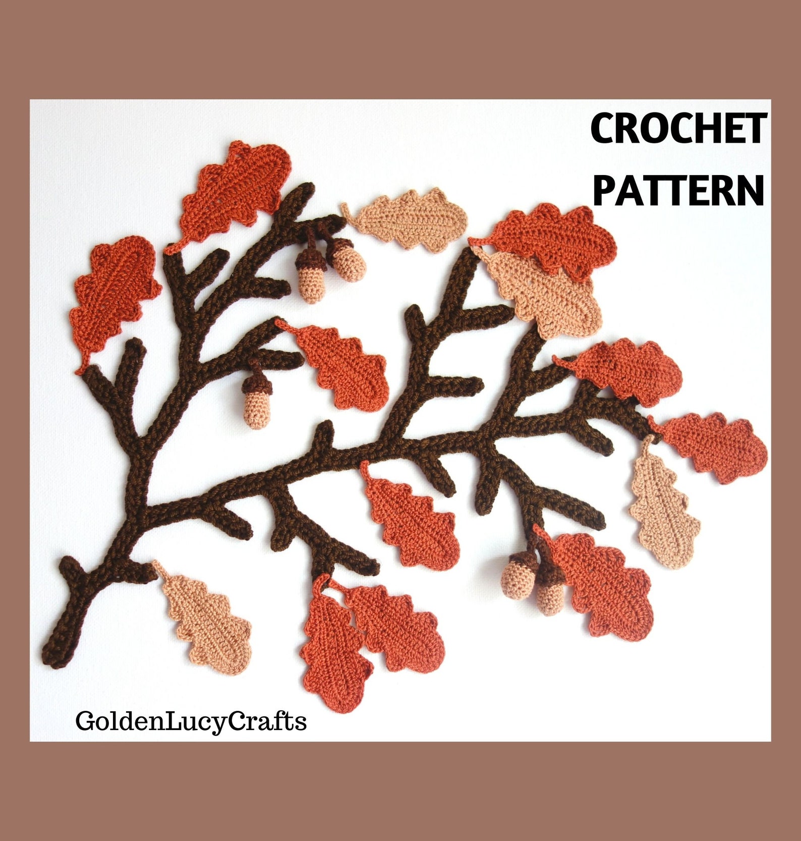 Crochet Pattern Oak Tree Branch Fall Autumn Acorns DIY Wall - Etsy