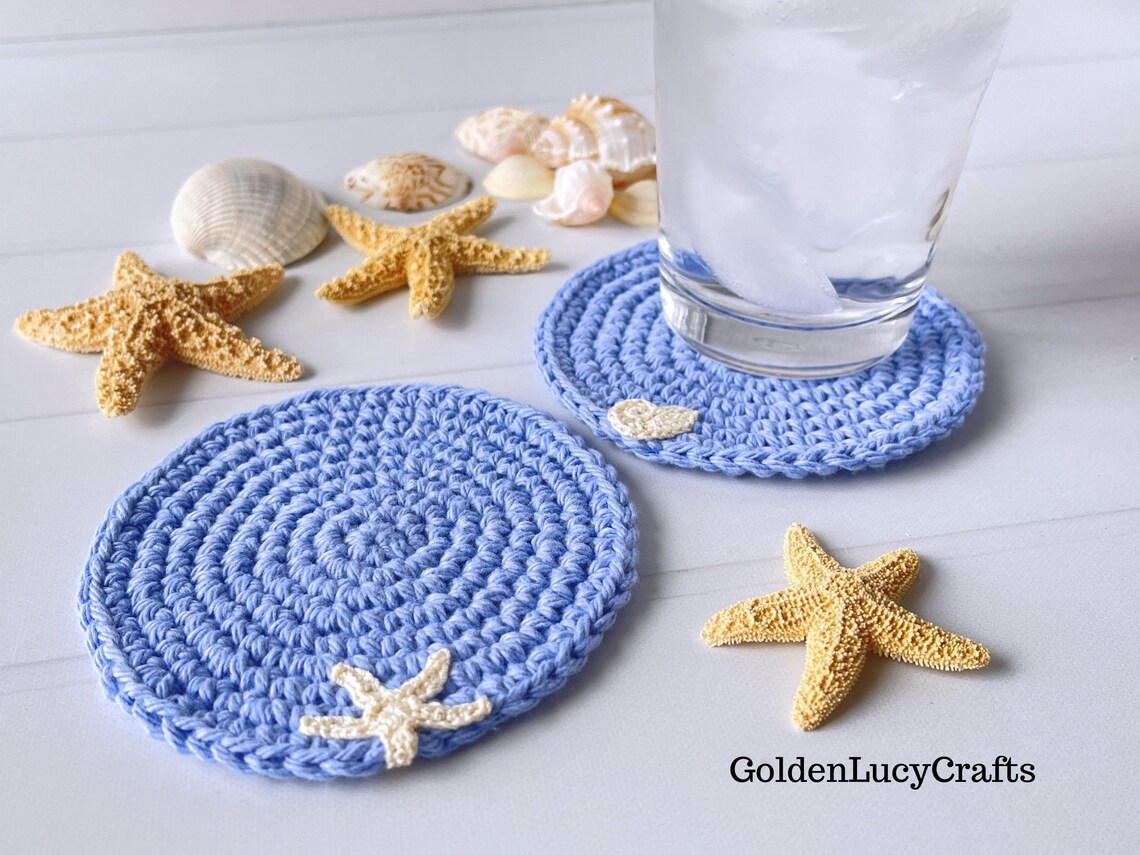 CROCHET PATTERN Coaster, Ocean Theme, Sea Motifs, Summer, Table ...