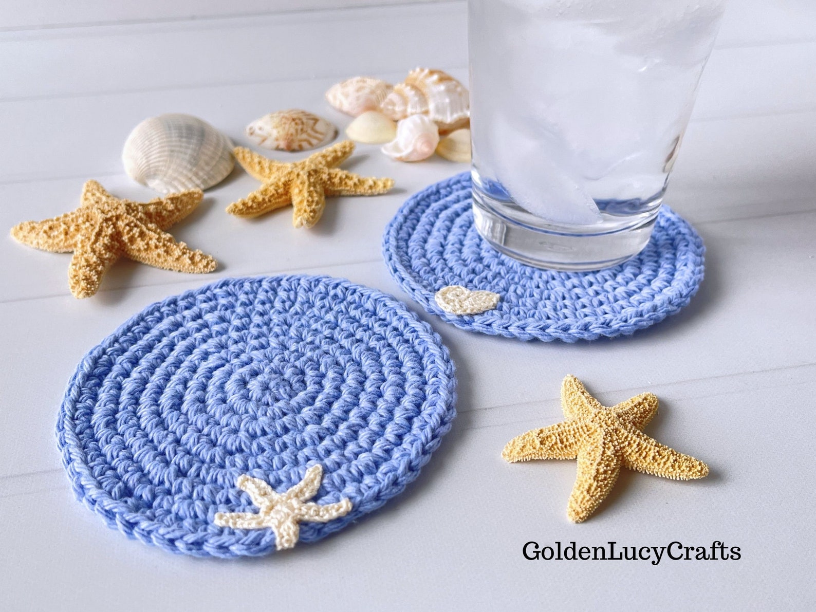 CROCHET PATTERN Coaster, Ocean Theme, Sea Motifs, Summer, Table ...