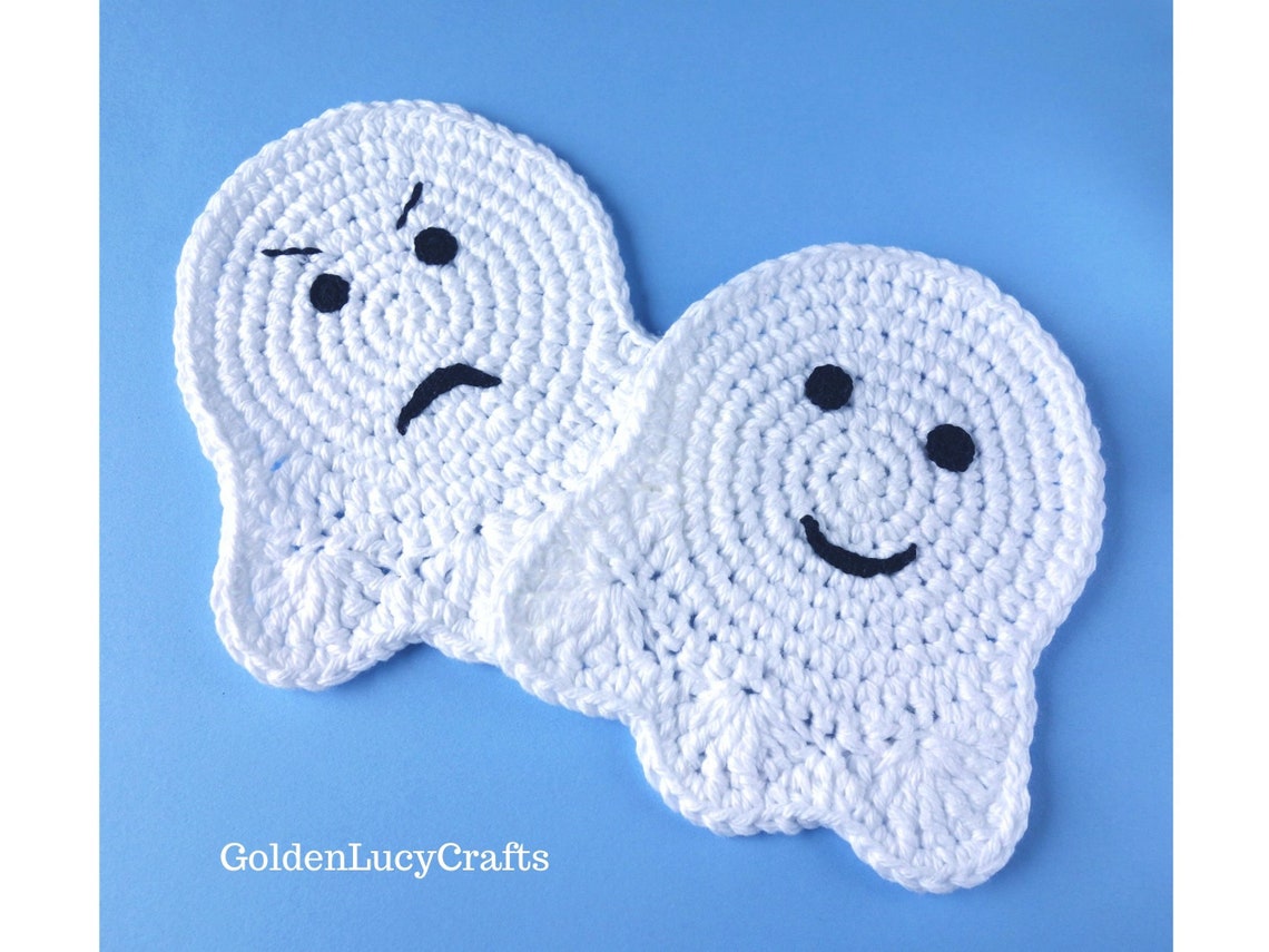 CROCHET PATTERN Ghost Coaster Applique Motif Halloween Mug Rug - Etsy