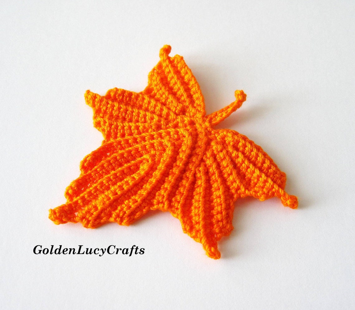 CROCHET PATTERN Maple Leaf Applique Motif Embellishment Fall | Etsy